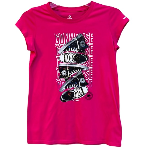 Converse | Shirts & Tops | Converse Girls Hot Pink Short Sleeve Graphic Tshirt Size Xl | Poshmark